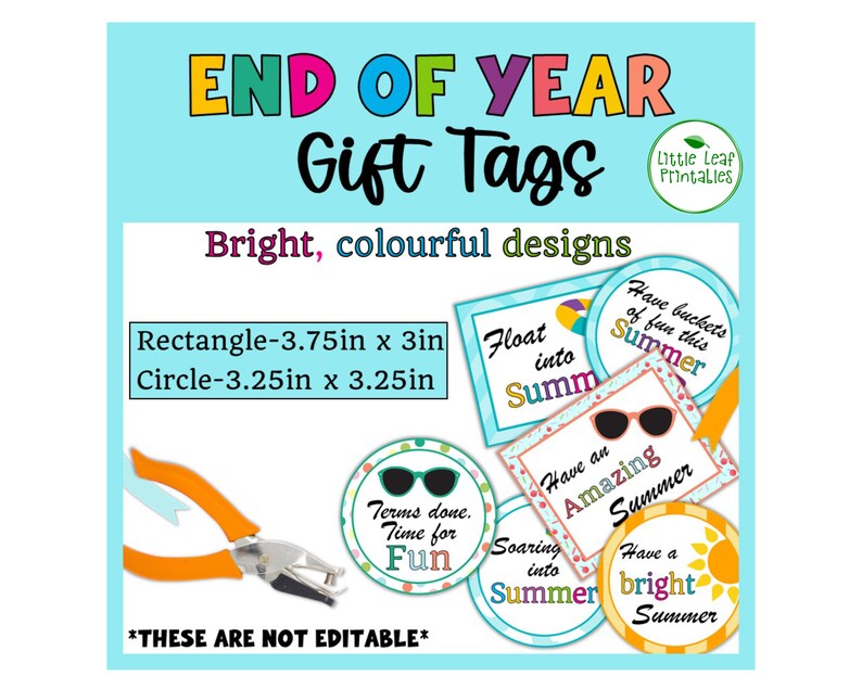 End of Year Summer Gift Tags, Teacher to Student Gift Tags - Etsy