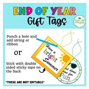 End of Year Summer Gift Tags, Teacher to Student Gift Tags - Etsy