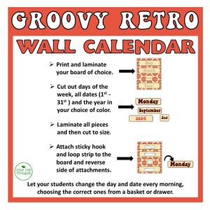 Groovy Wall Calendar, Interchangeable Calendar, Educational Décor ...