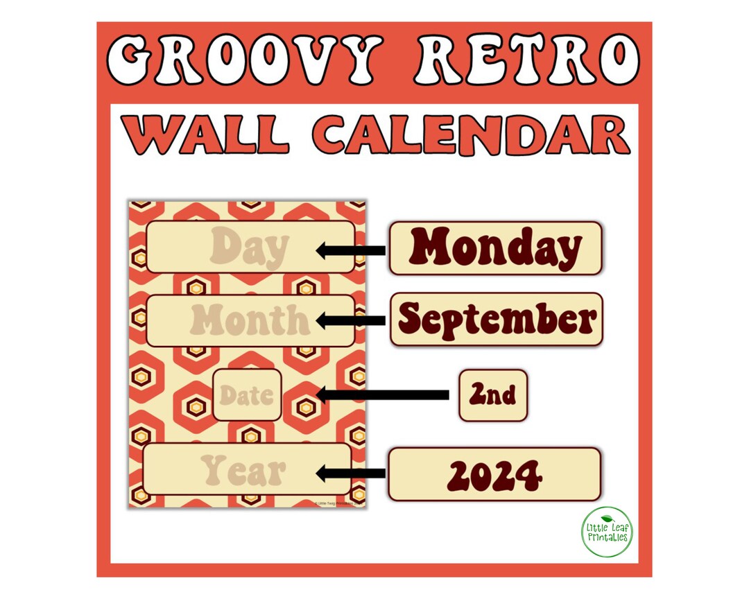 Groovy Wall Calendar, Interchangeable Calendar, Educational Décor ...
