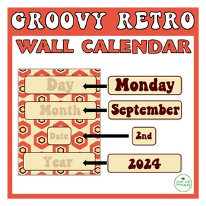 Groovy Wall Calendar, Interchangeable Calendar, Educational Décor ...
