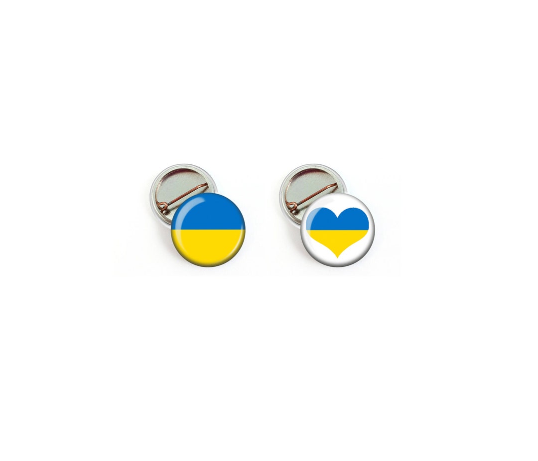 Ukraine Flag Pin, Ukrainian Flag Heart Button, Stand With Ukraine ...