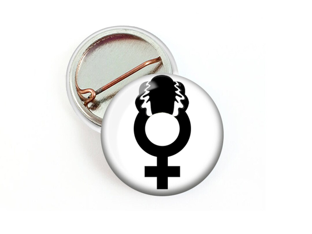 Bride of Frankenstein Feminist Button, Female Symbol Pin, Mini Equal ...