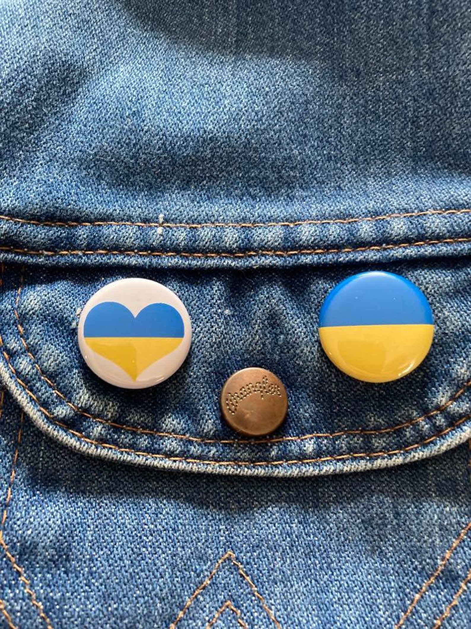 Ukraine Flag Pin Ukrainian Flag Heart Button Stand With - Etsy