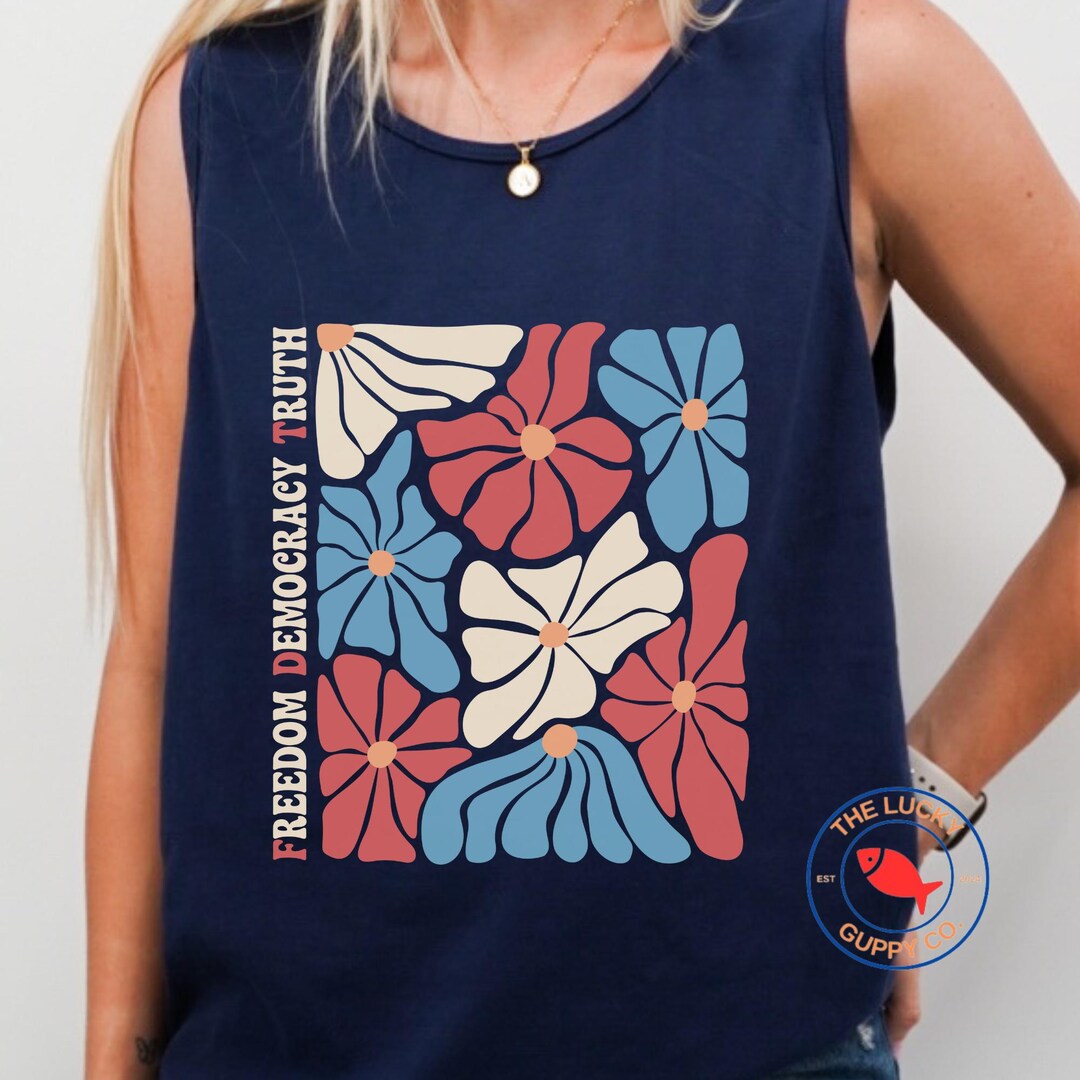 Subtle FDT Freedom Democracy Truth Floral Unisex Tank Top, Pro USA Anti ...
