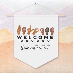 ASL Welcome Pennant Flag, Teacher Classroom Decor - Etsy