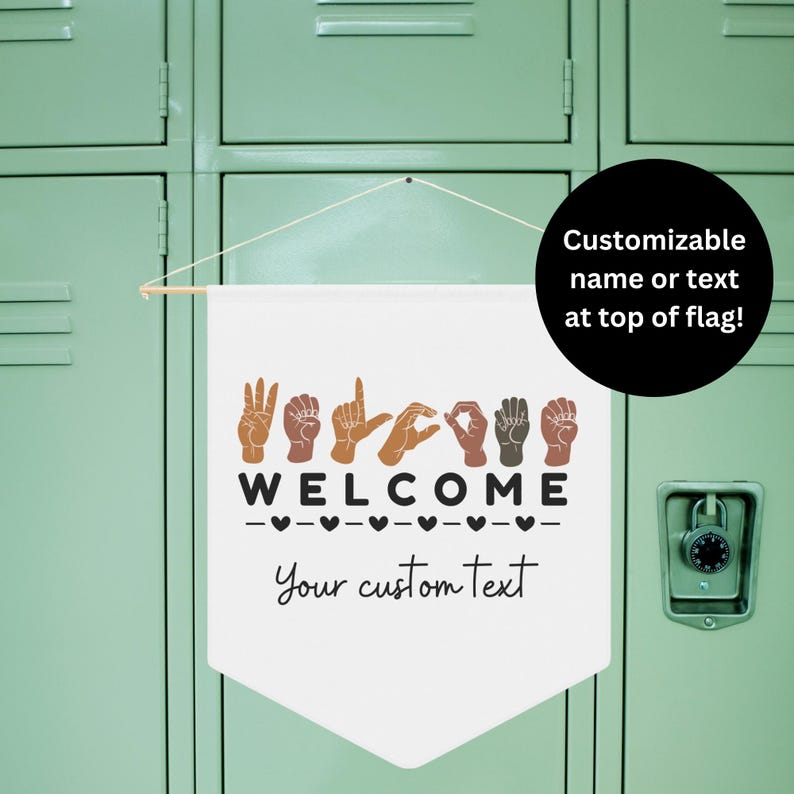 ASL Welcome Pennant Flag, Teacher Classroom Decor - Etsy