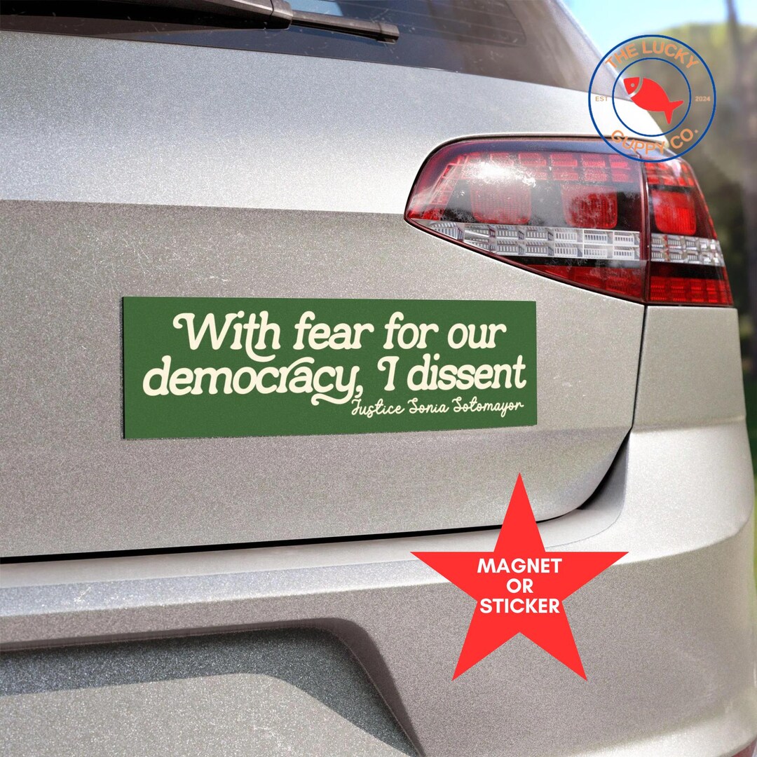 With Fear for Our Democracy I Dissent Retro Bumper Sticker, No Kings in ...