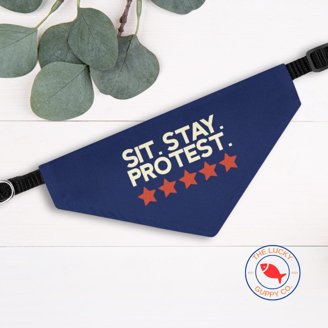Sit Stay Protest Dog Bandana, Dogs for Democracy, Liberal Dog Shirt ...