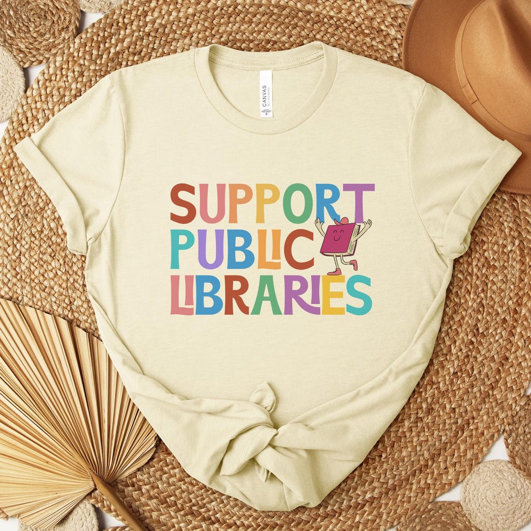 Support Public Libraries T-shirt, Retro Rainbow Book Lover Tee - Etsy