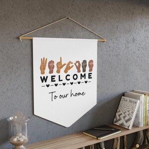 American Sign Language ASL Welcome Hanging Cloth Pennant Flag, Custom ...
