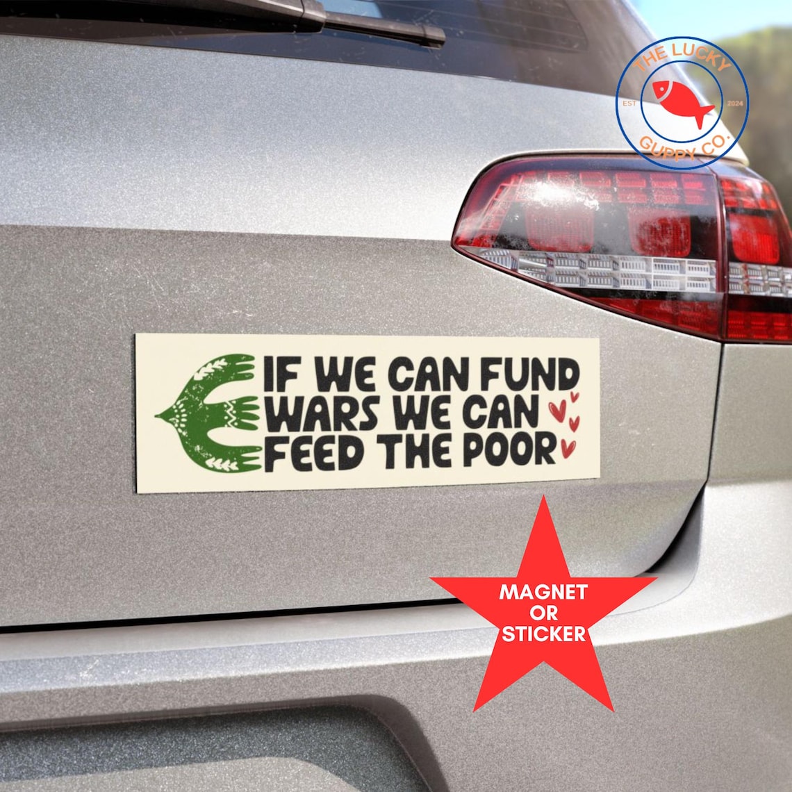Fund Wars Feed Poor Bumper Sticker, Anti Capitalism Car Magnet - Etsy