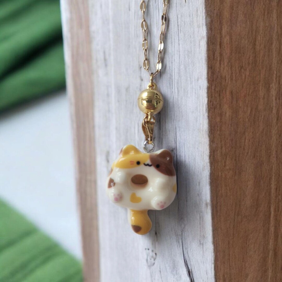 Donut Cat Fidget Pull Necklace - Etsy
