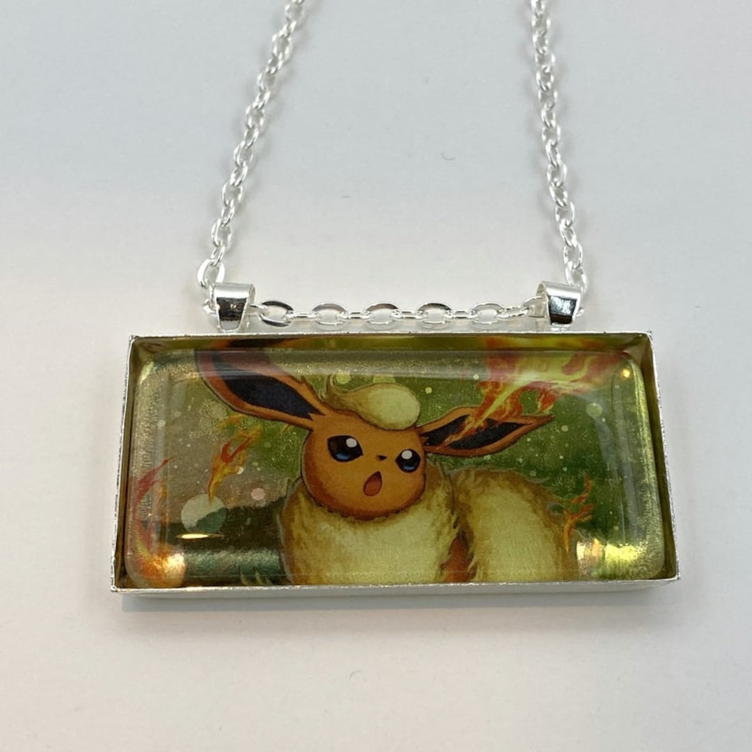 Flareon Necklace - Holographic Pokemon Card Necklace - Upcycled Pokemon ...