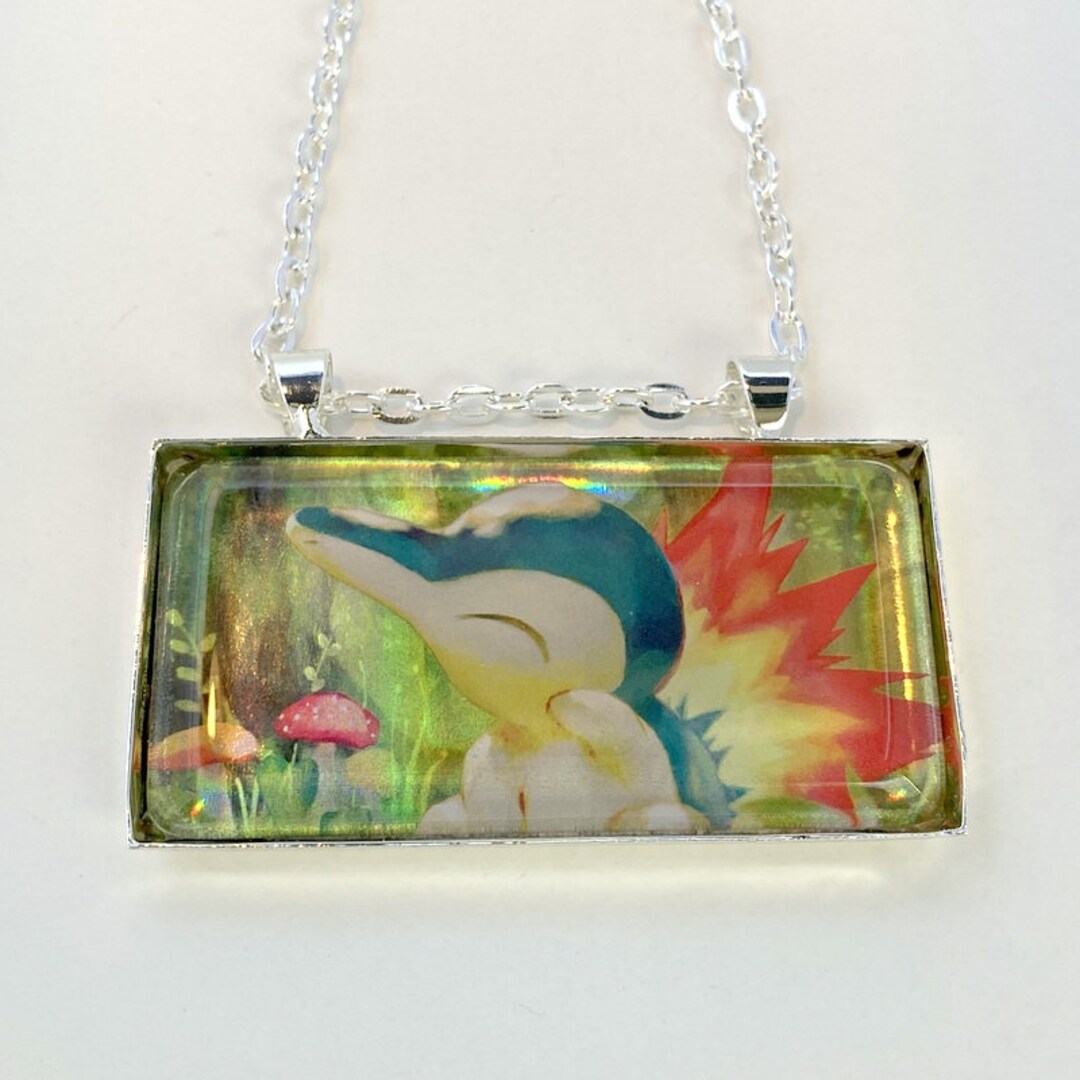 Cyndaquil Necklace - Holographic Pokemon Card Necklace - Upcycled ...