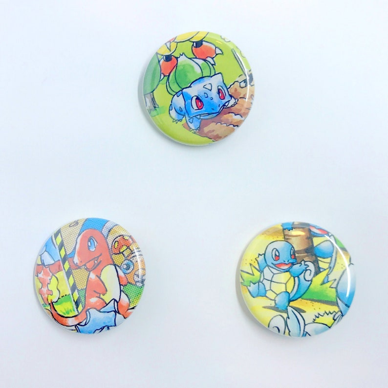 Pokemon Button Set Bulbasaur Charmander Squirtle Set of 3 - Etsy