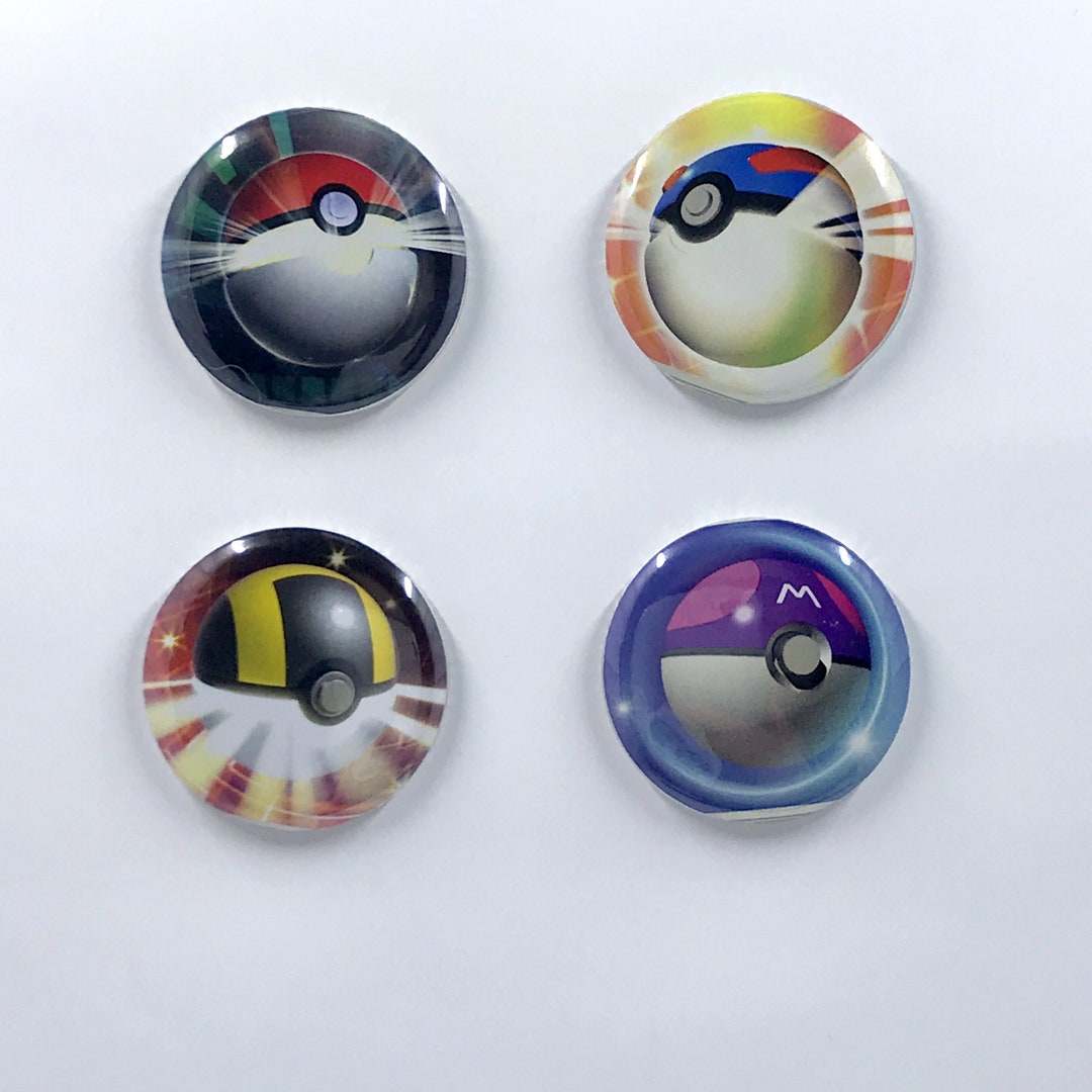 Pokeball Magnet Set of 4 - Upcycled Pokemon Card Magnets - Pokemon ...