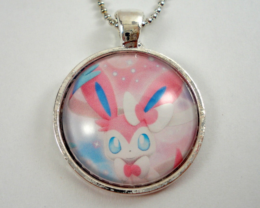 Sylveon Pokemon Necklace OR Keychain Upcycled Pokemon Card - Etsy