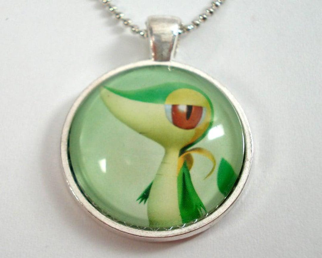 Snivy Pokemon Necklace OR Keychain - Upcycled Pokemon Card Pendant ...