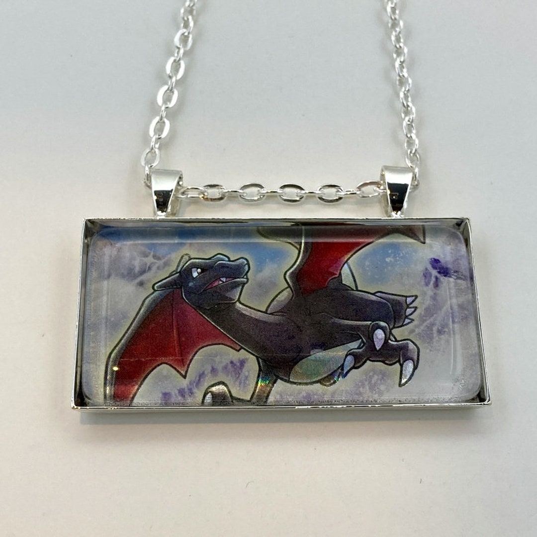 Shiny Charizard Necklace Holographic Pokemon Card Necklace Upcycled ...