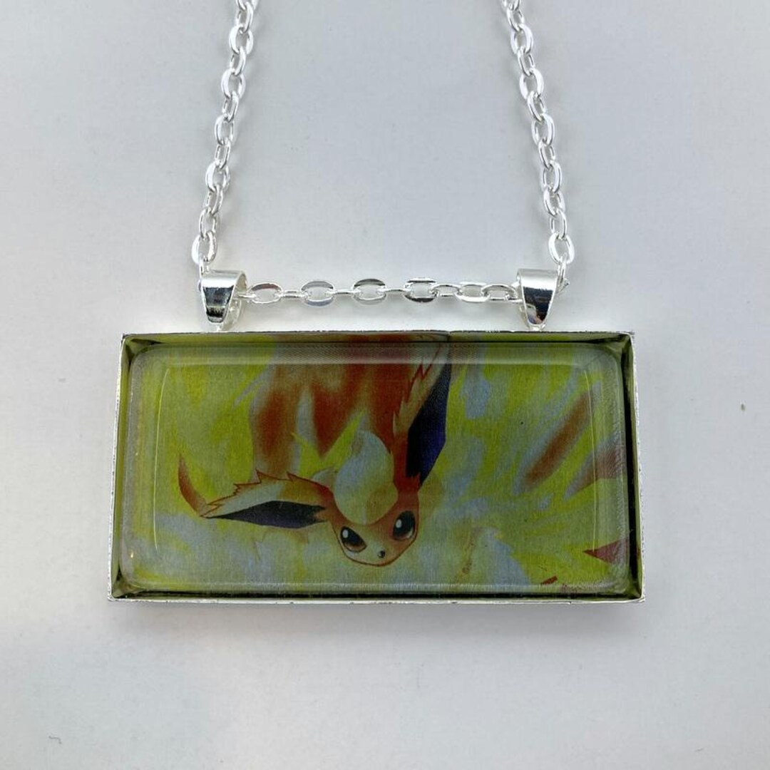 Light Flareon Necklace - Pokemon Card Necklace - Emolga Necklace ...