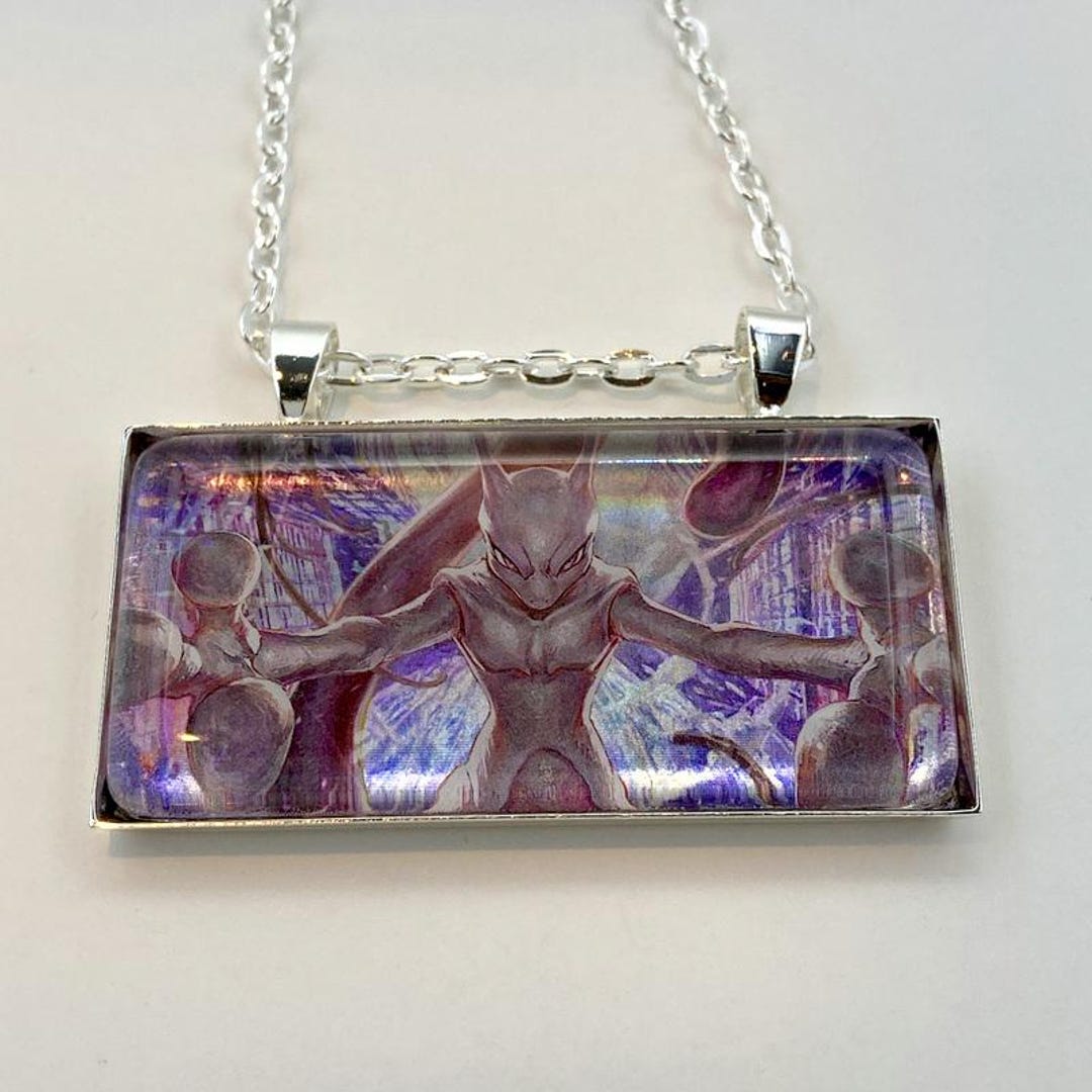 Mewtwo Necklace - Holographic Pokemon Card Necklace - Upcycled Pokemon ...
