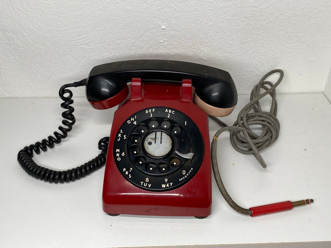 Rare, Black and Red Rotary Dial Phone With Switchboard Jack - Etsy