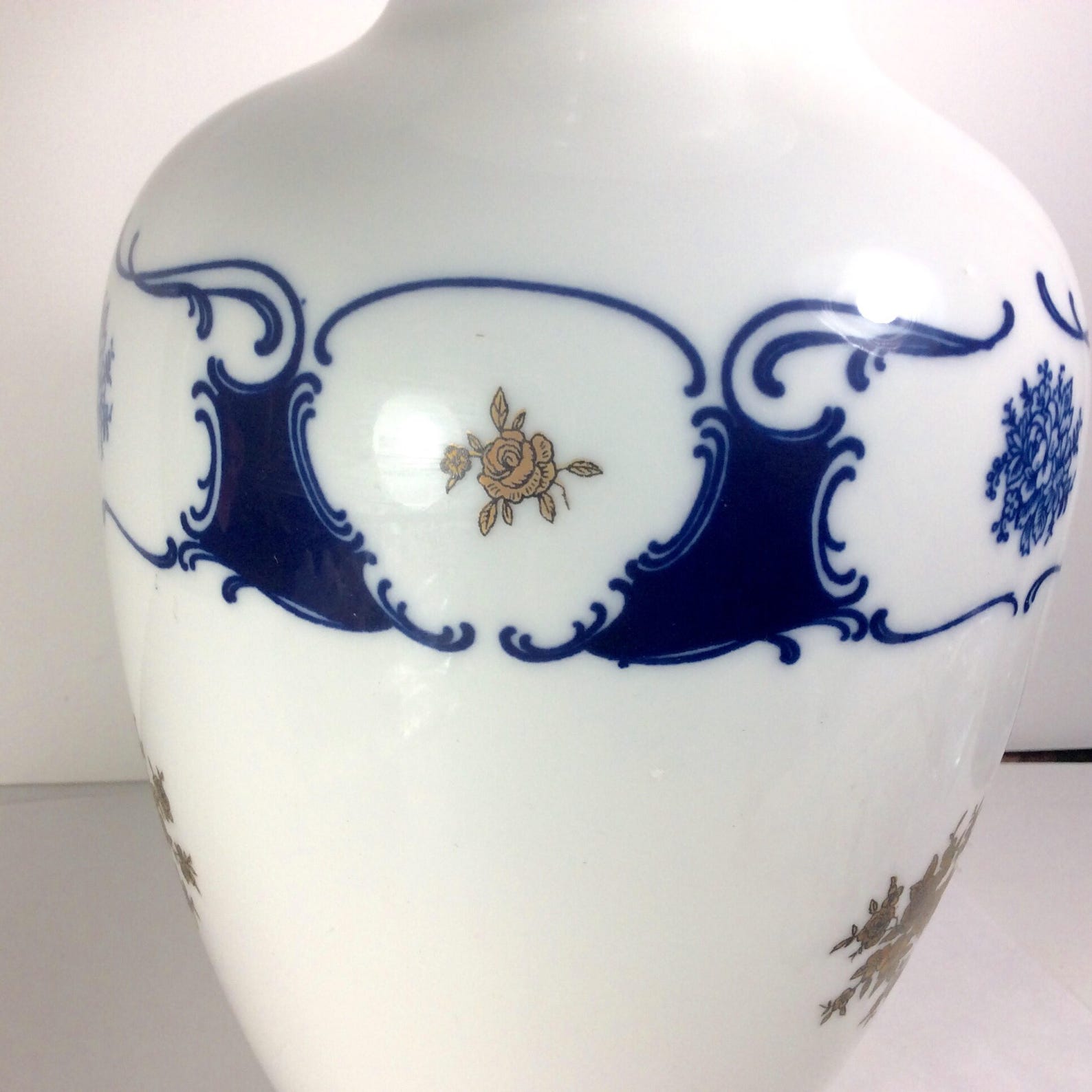 Vintage Reichenbach Cobalt Blue Very Large Fine Porcelain Vase. Germany ...