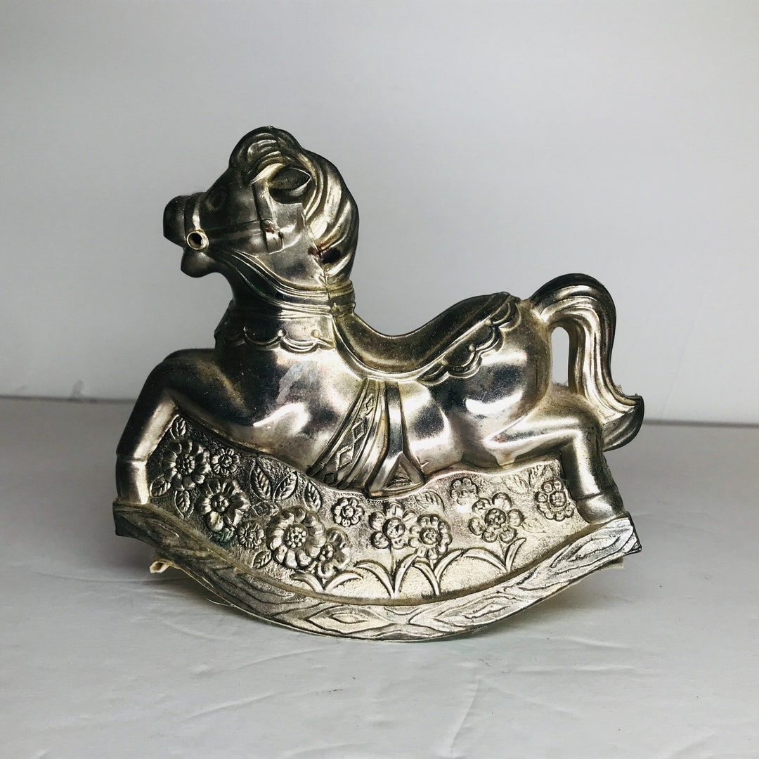Vintage Silver Metal Rocking Horse Childrens Piggy Bank - Etsy