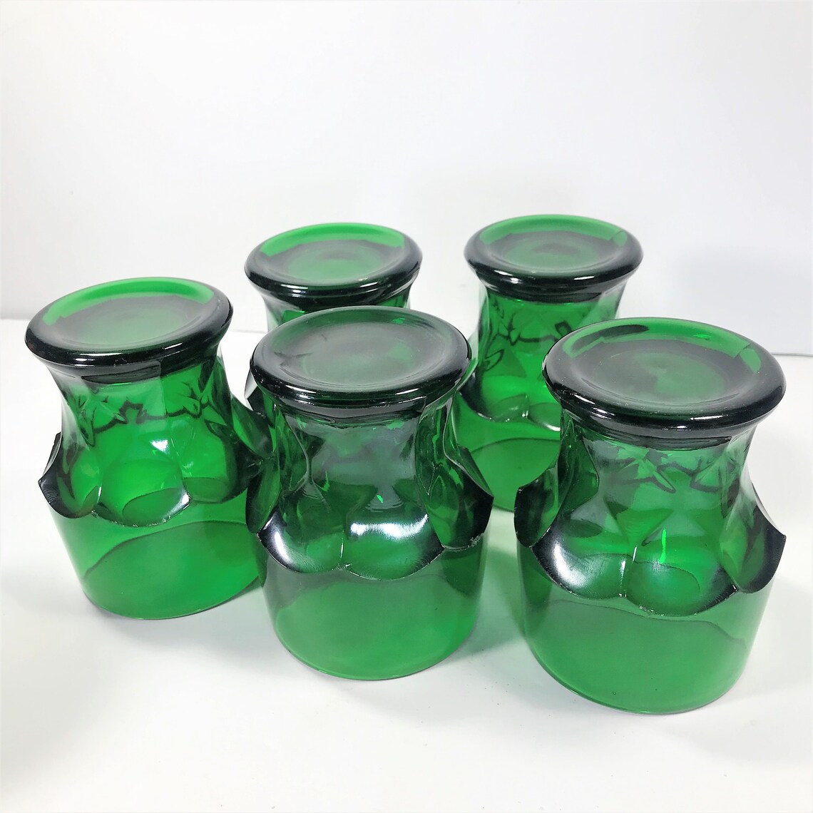 Green Thumbprint Vintage 8 Ounce Glasses - Etsy