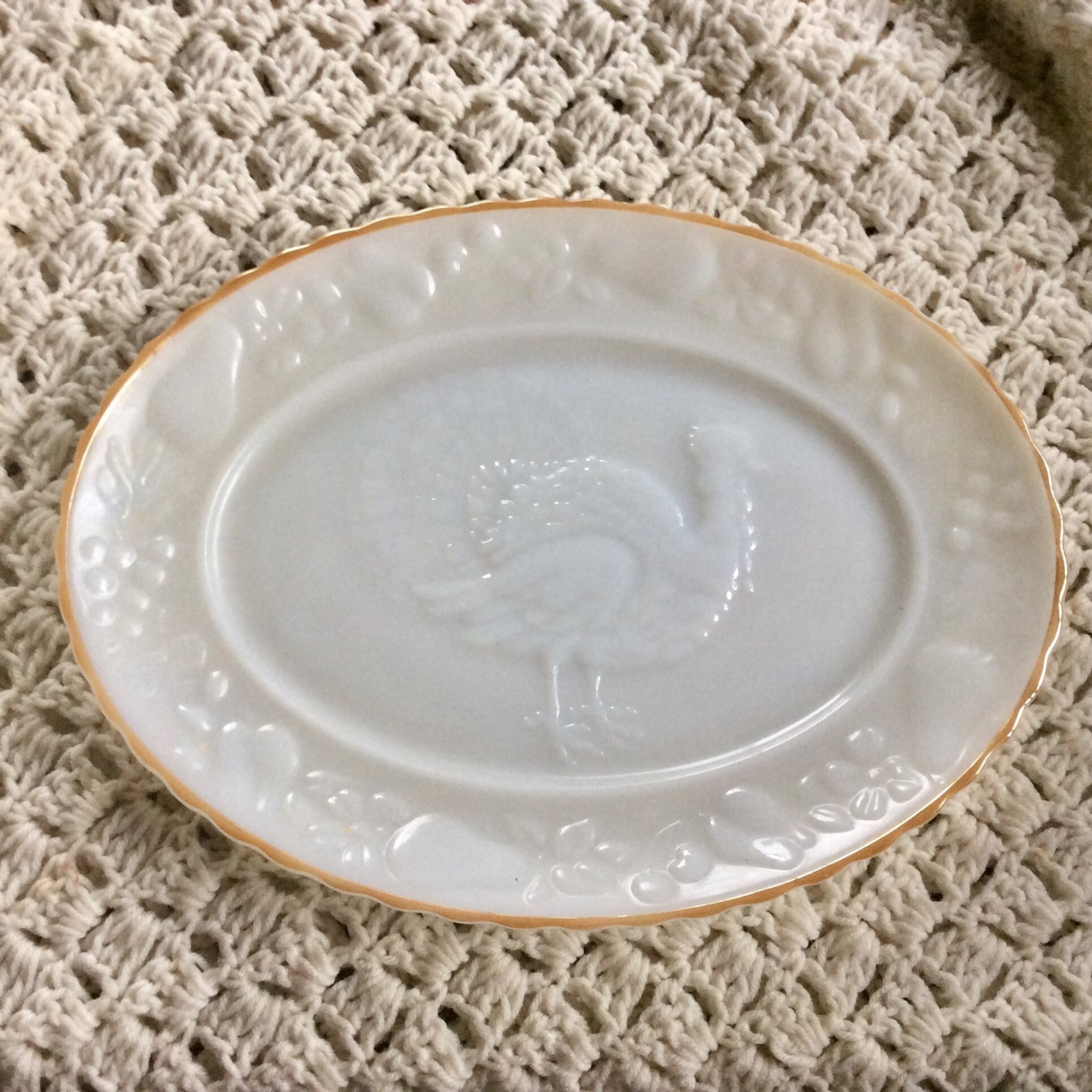 Vintage Anchor Hocking Milk Glass Turkey Platter. - Etsy