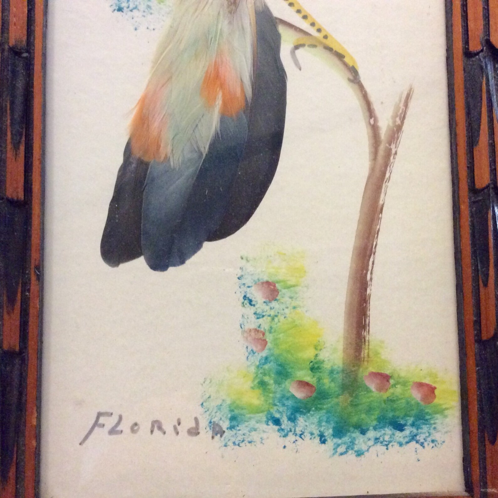 Hand Painted Acrylic and Bird Feathers Collage Mosaic Made in - Etsy