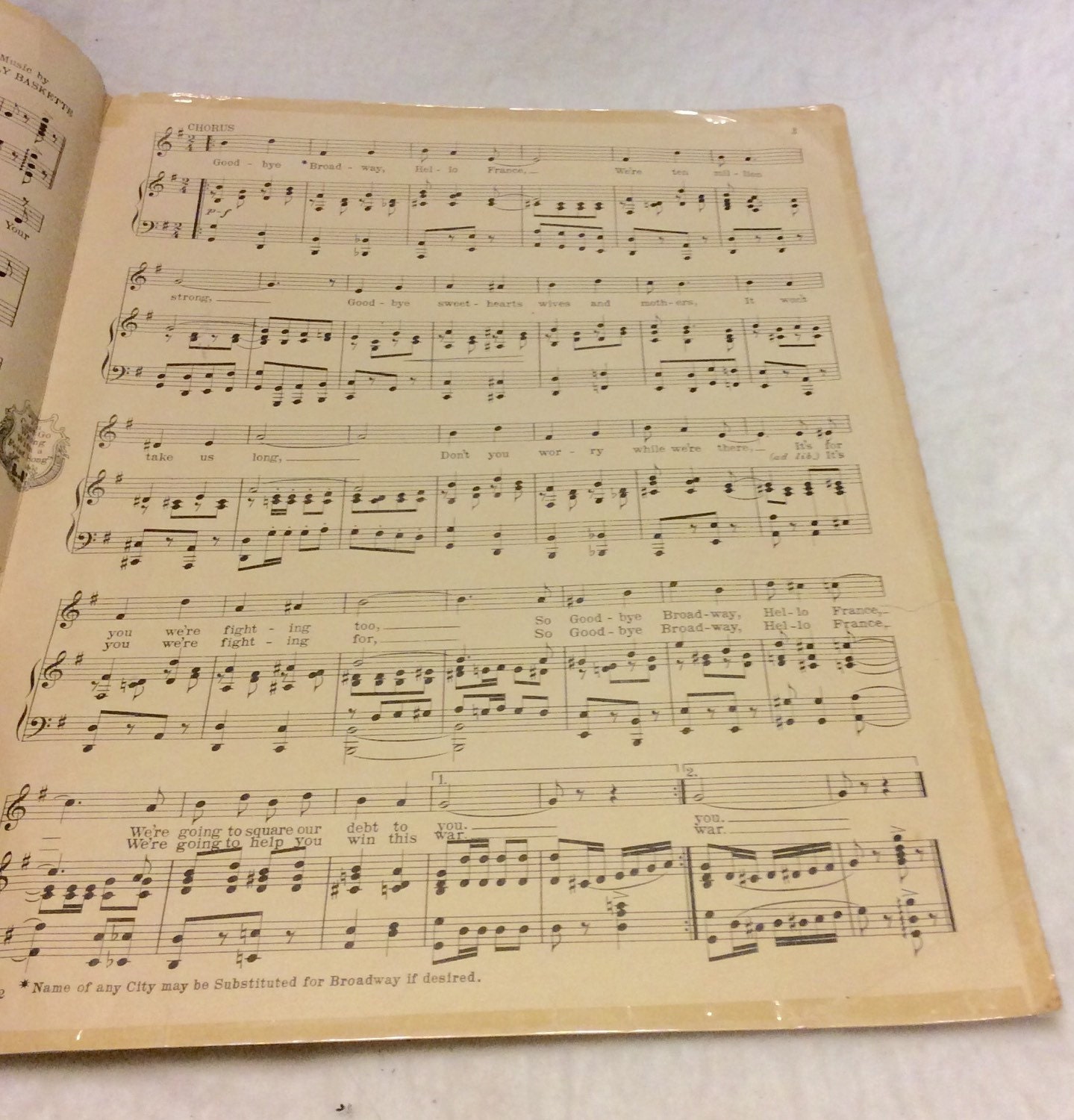 1917 Good-bye Broadway Hello France Sheet Music Excellent - Etsy