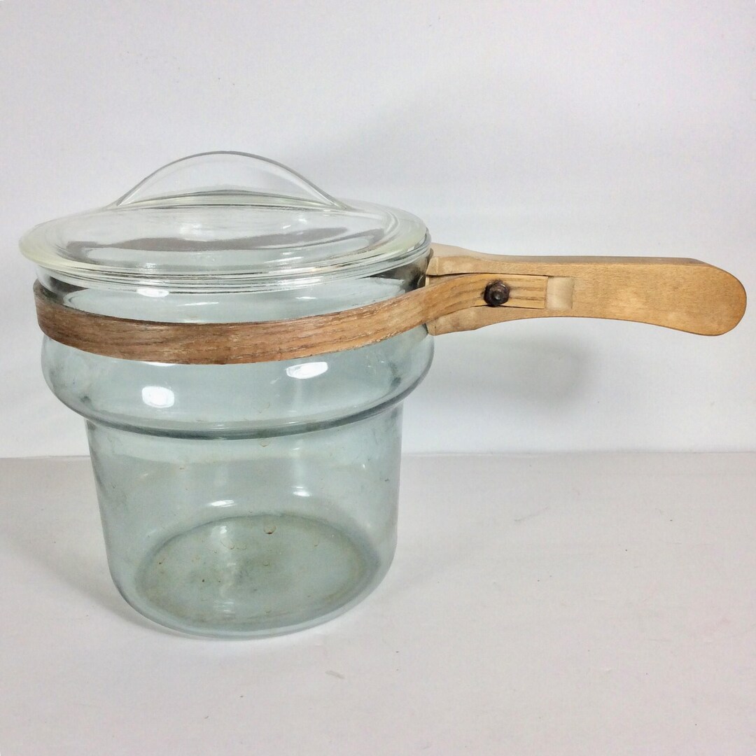Pyrex Flameware Wooden Handle Part of a Double Boiler. 1940s - Etsy