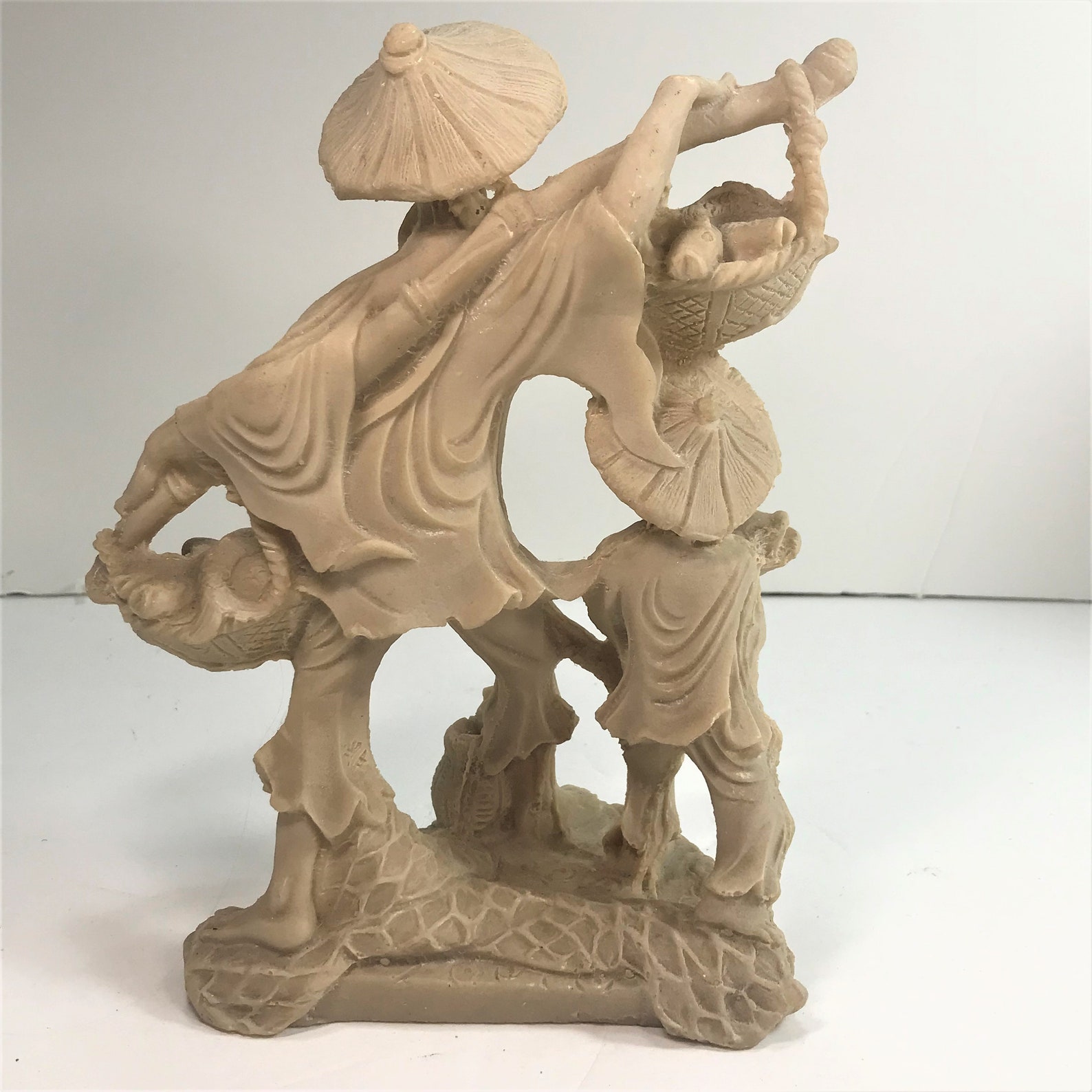 Vintage Chinese Fisherman and Boy Resin Figurine - Etsy