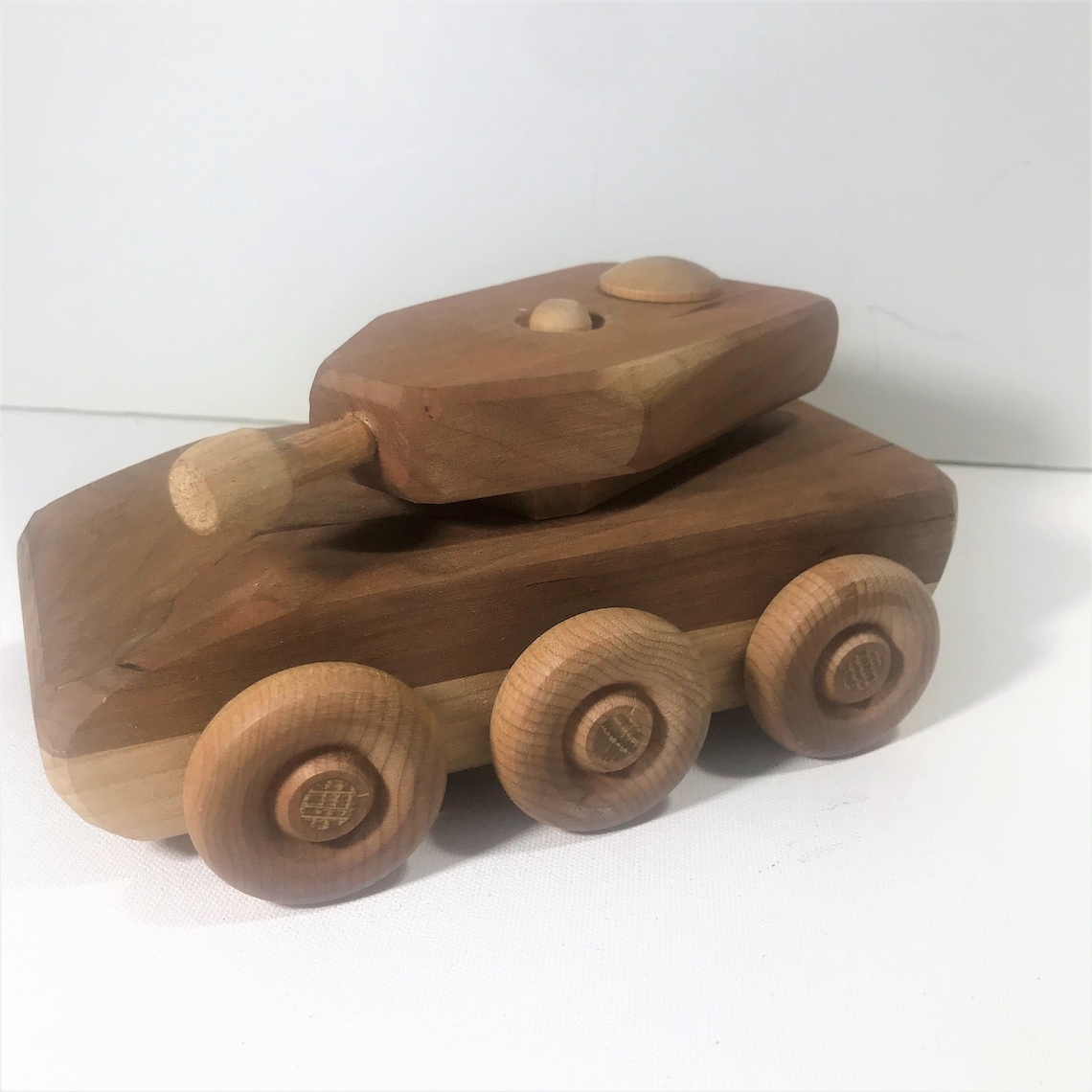Vintage Handmade Wood Wooden Tank Toy Rolls Moves | Etsy