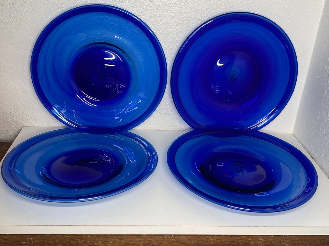 Cobalt Blue Hand Blown Glass 10 Inch Dinner Plates - Etsy