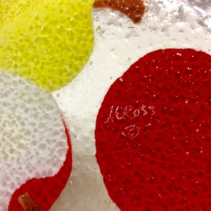 SALE Anne C. Ross Fused Glass Plate With Apples Decor. Handmade One of ...
