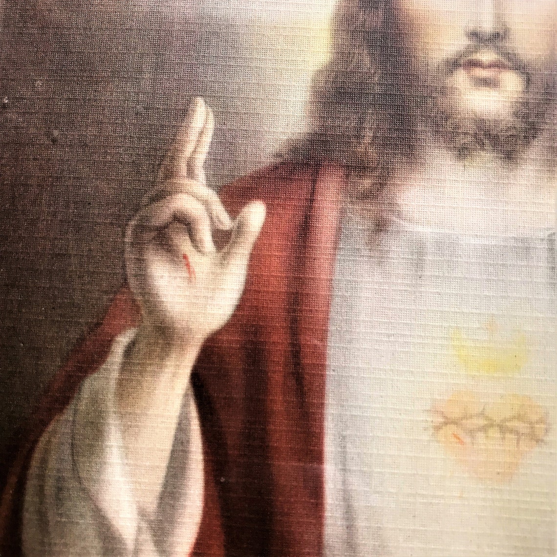 Jesus Sacred Heart Lithograph on Canvas 1936 Edward O Toole - Etsy