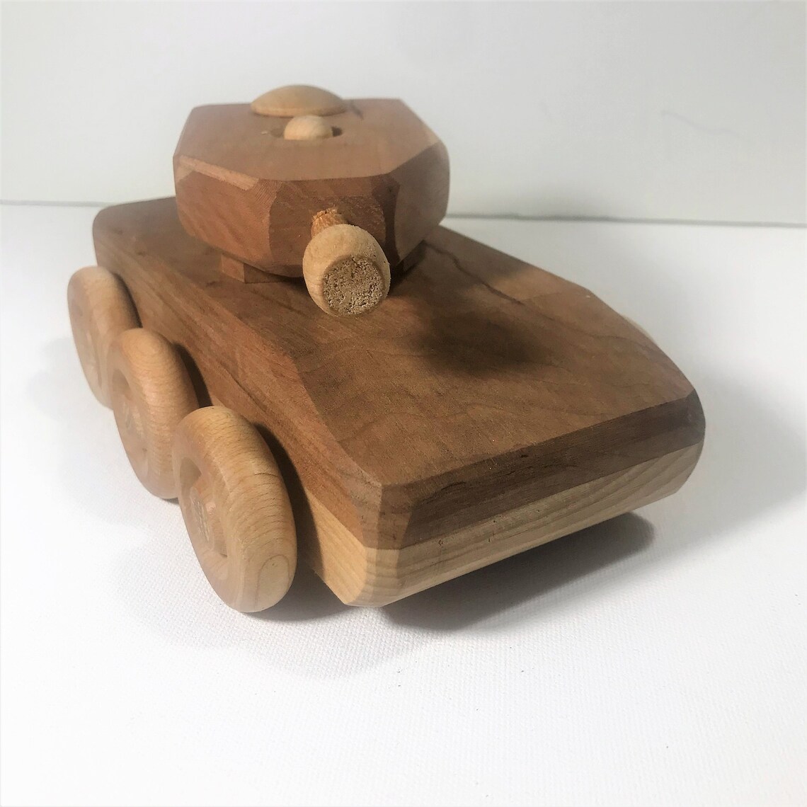 Vintage Handmade Wood Wooden Tank Toy Rolls Moves | Etsy