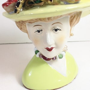 Vintage Ceramic Ladies Head Feathers Jewels Figurine - Etsy