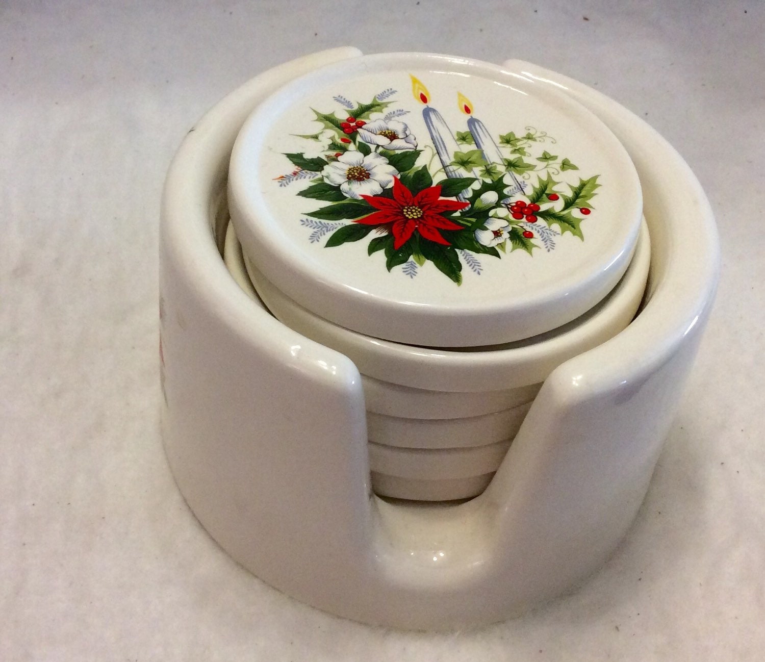 Vintage 1980s Ceramic Christmas Coasters. - Etsy