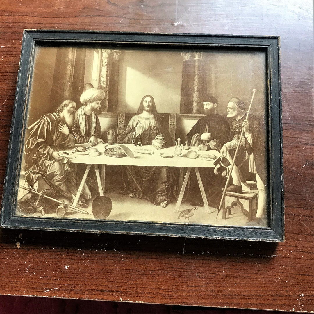 Supper at Emmaus by Giovanni Bellini Antique Framed Lithograph Print - Etsy