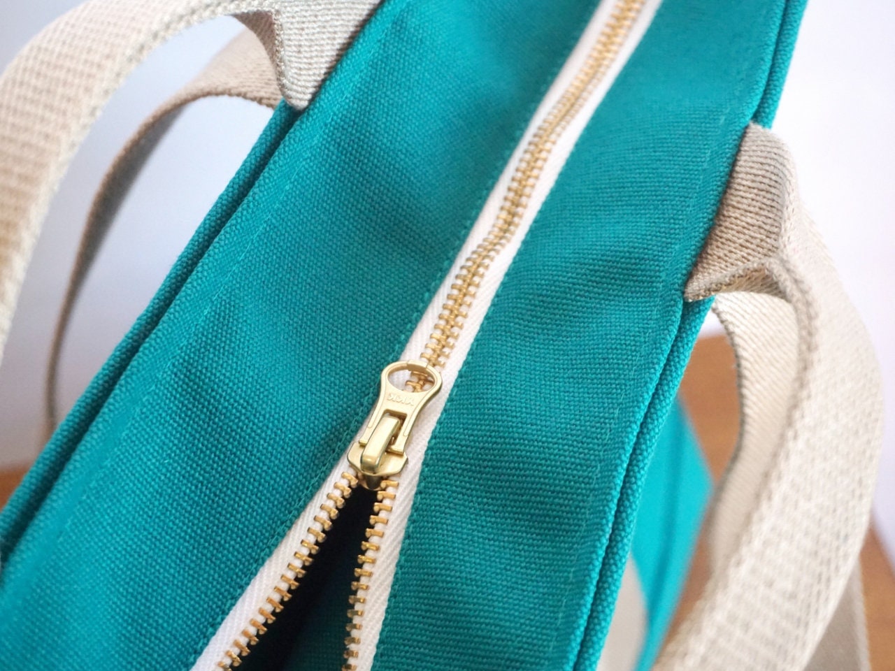 Canvas Weekender Bag in Turquoise / Teal , Beach Tote, 19" Carryall Bag ...