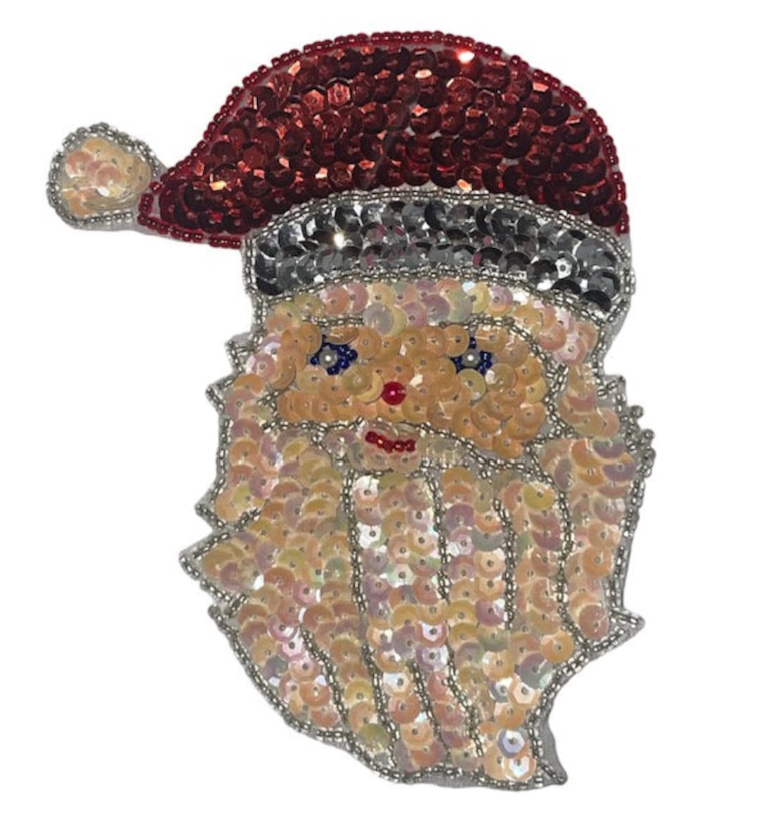 Santa With Red Sequin Hat and Beige Beard 5 X 3 - Etsy