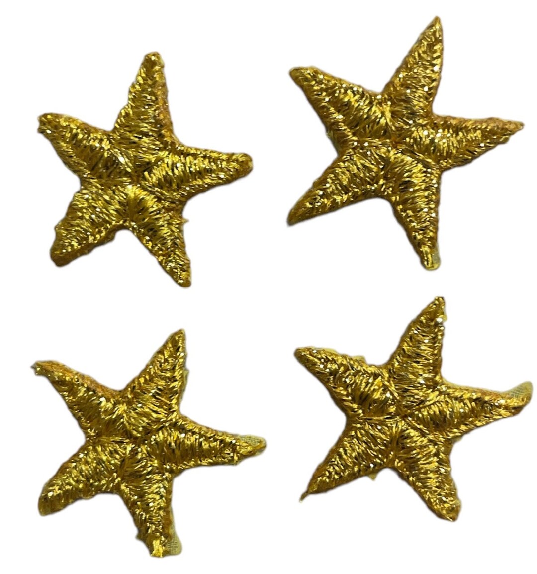 Stars, Set of Four, Gold Metallic Embroidered 1 - Etsy