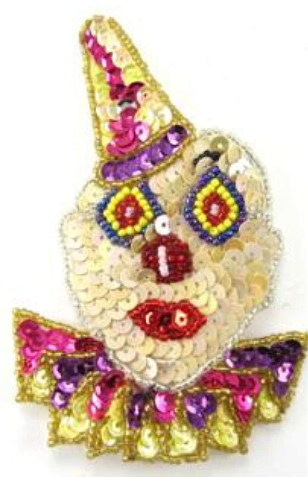Clown Face With Multi-color Sequins and Beads 4.25 X 3 - Etsy