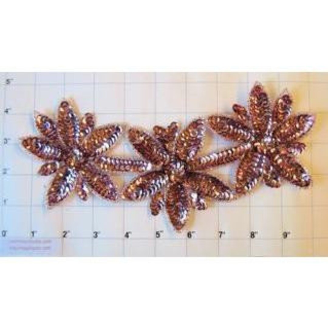 Triple Flower With Pink Sequins and Beads and 9.5 X 4 - Etsy