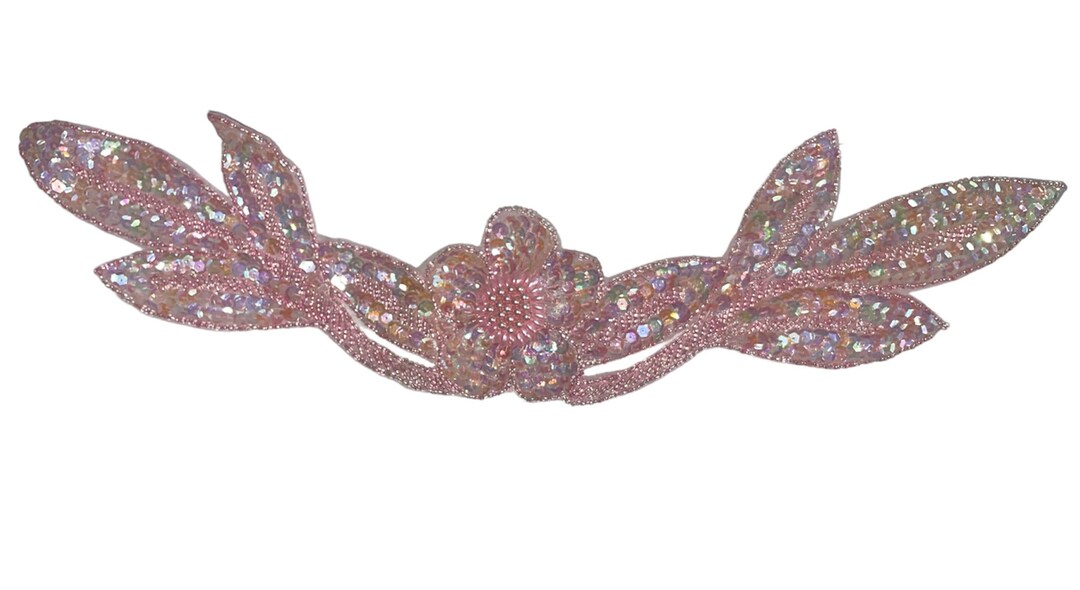 Flower Neckline Pink Sequins and Beads 17 X 4 - Etsy