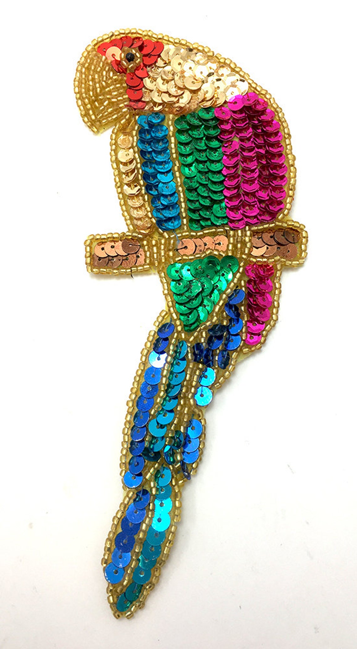 Choice of Size Parrot Appliqué Sequin Beaded - Etsy
